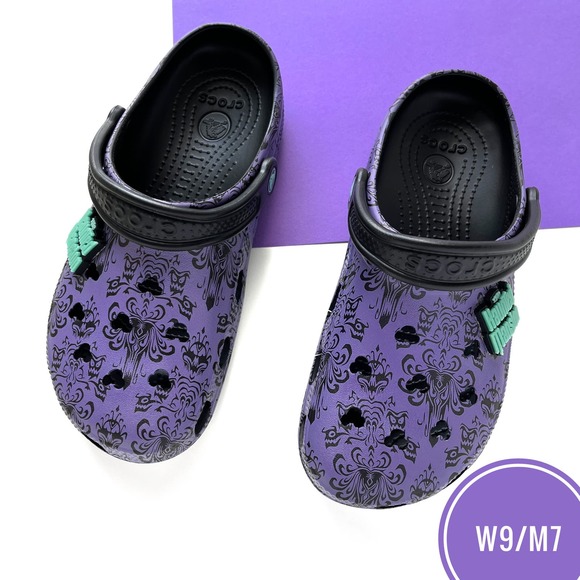 CROCS | Shoes | Disney Parks Haunted Mansion Wallpaper Crocs Purple ...